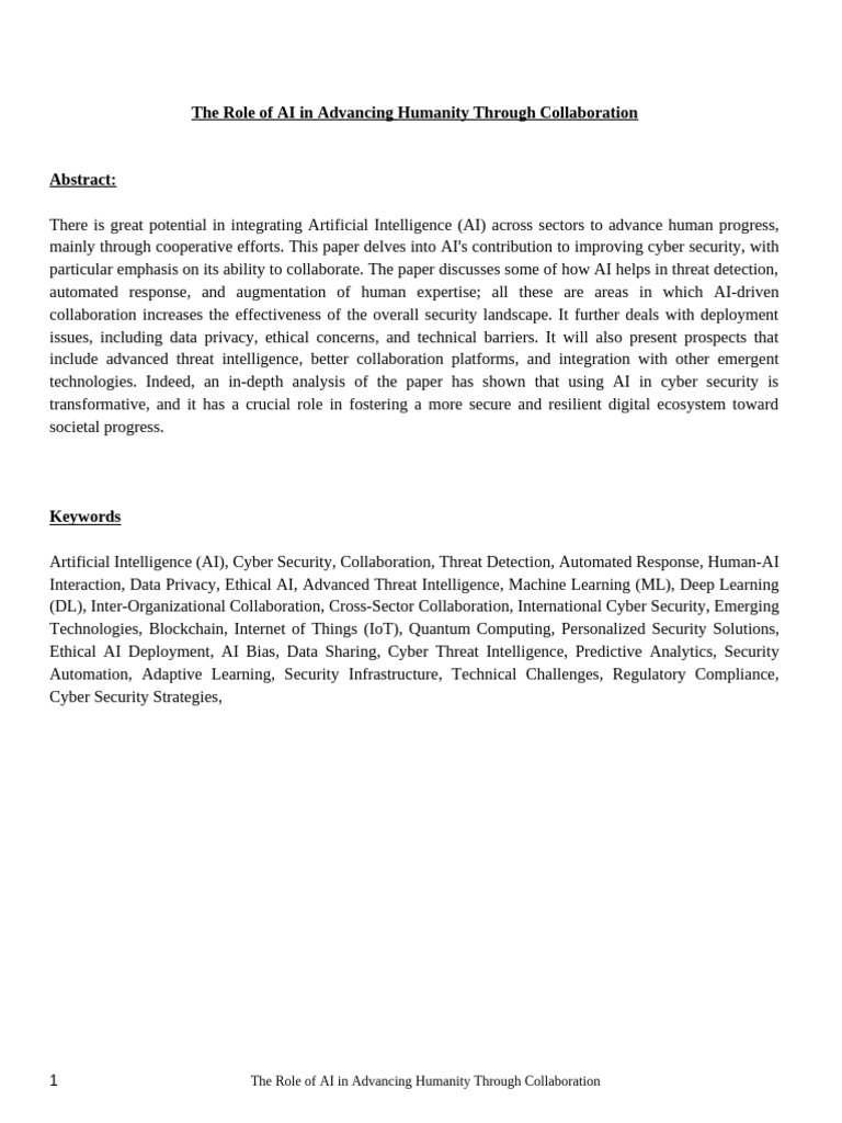 The Role of AI in Advancing Humanity Through Collaboration | PDF ...
