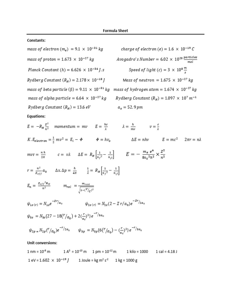 Pre Cal Formulas | PDF | Metrology | Applied And Interdisciplinary Physics