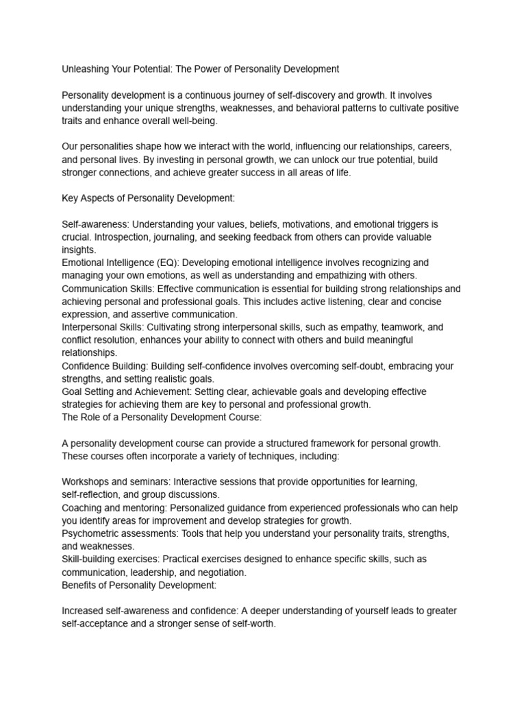Personality Development Training | PDF | Emotional Intelligence | Empathy