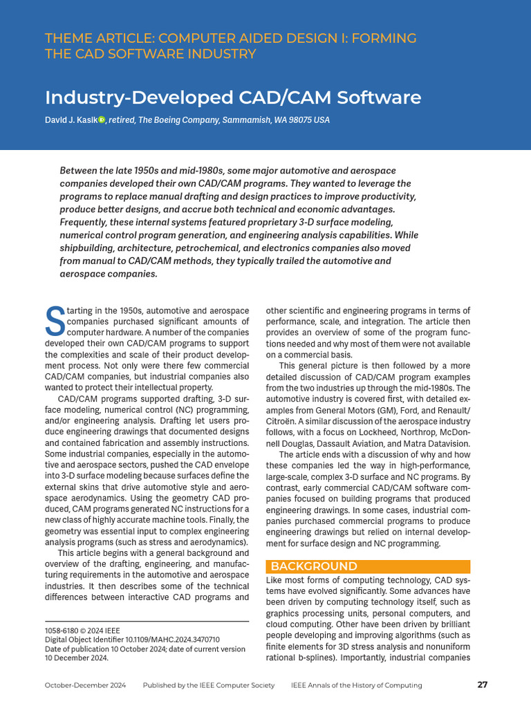 Evolution of CAD/CAM in Automotive & Aerospace | PDF | Computer Aided ...