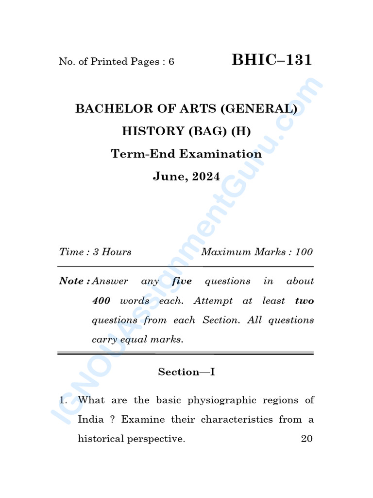 June 2024 BHIC-131 | PDF | Indian Philosophy | Ancient India