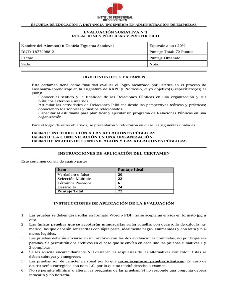 Evaluación 1 RRPP y Protocolo | PDF | Comunicación | Business