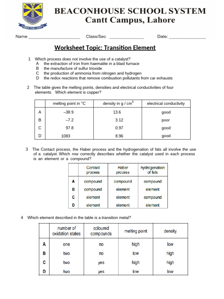 transition elements | PDF | Catalysis | Oxide