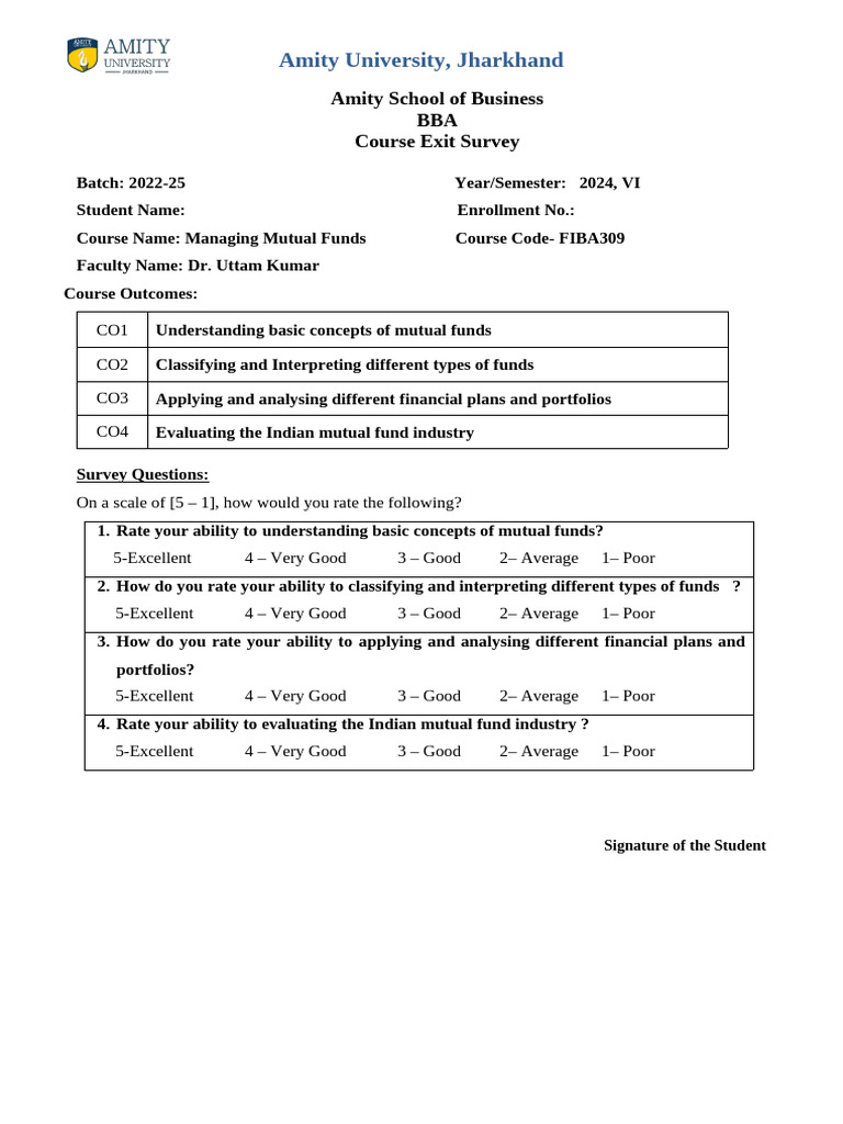 26d - Course Exit Survey BBA 4 | PDF