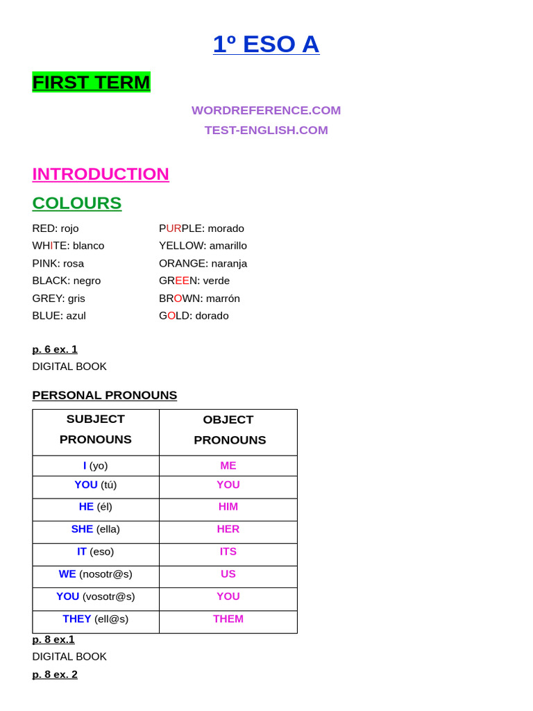 1º ESO A (24-25) | PDF | Semantics | Linguistic Morphology