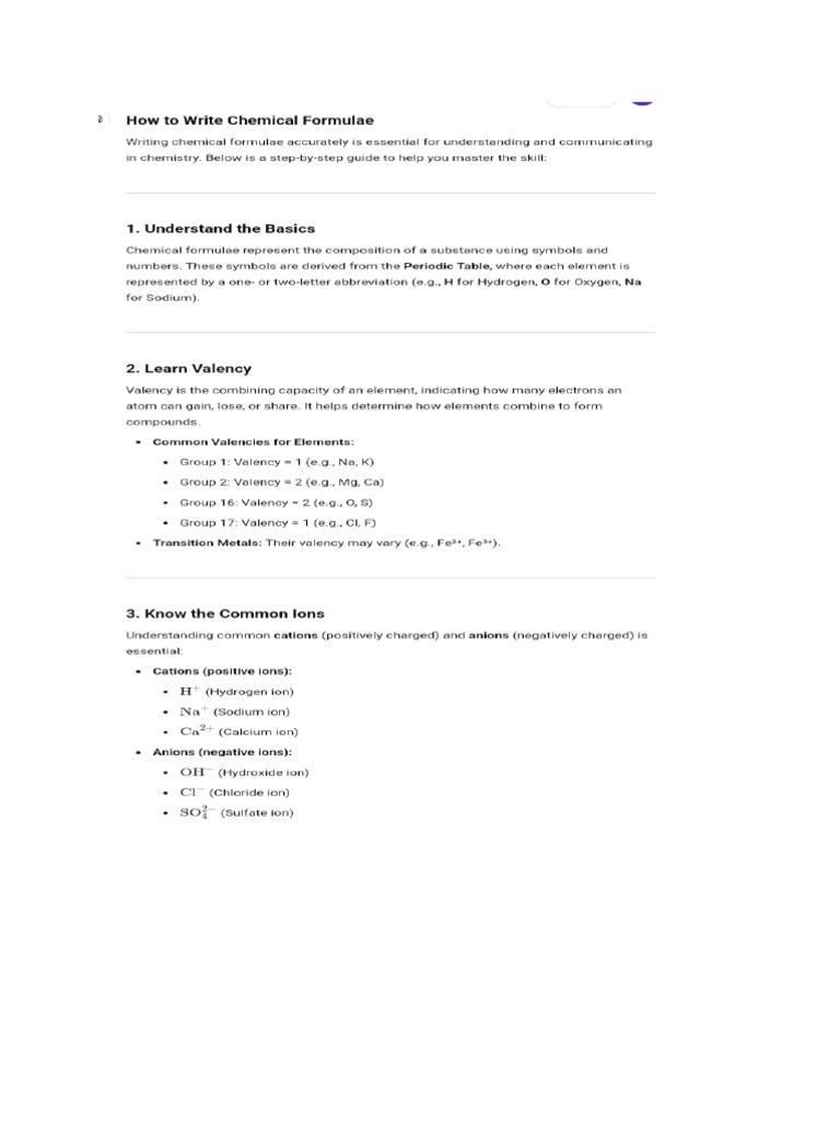 Chemical Formulae | PDF