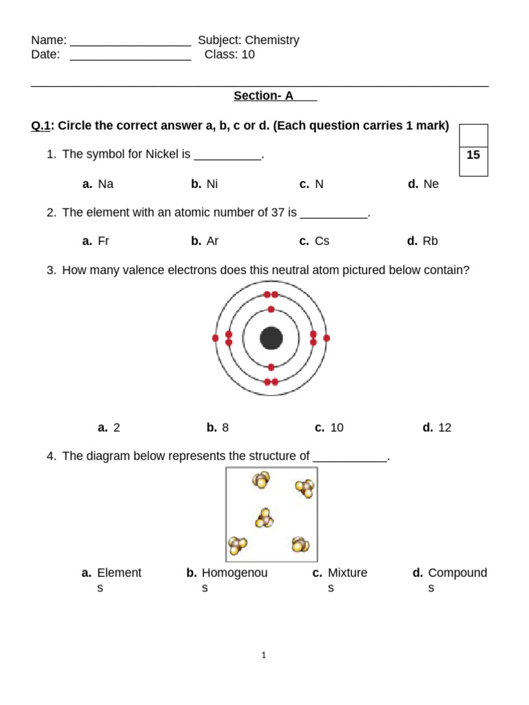 Final Revised Chemistry 10 | PDF | Chemical Elements | Atoms