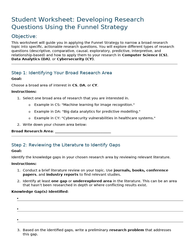 Student Worksheet - The Funnel Stratergy | PDF | Machine Learning ...