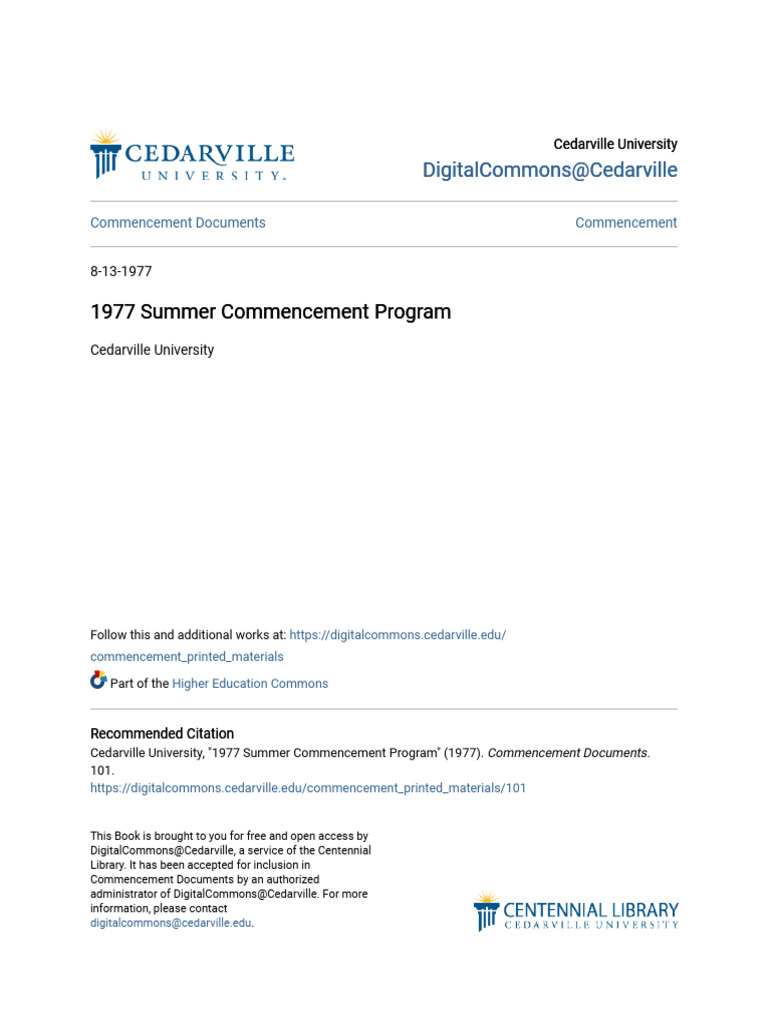 1977 Summer Commencement Program | PDF