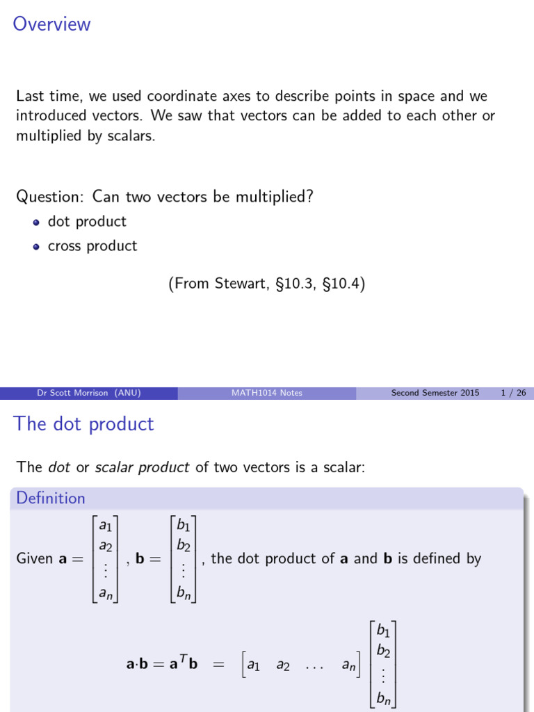 MATH1014-LinearAlgebra-Lecture02.slides | PDF | Euclidean Vector | Determinant