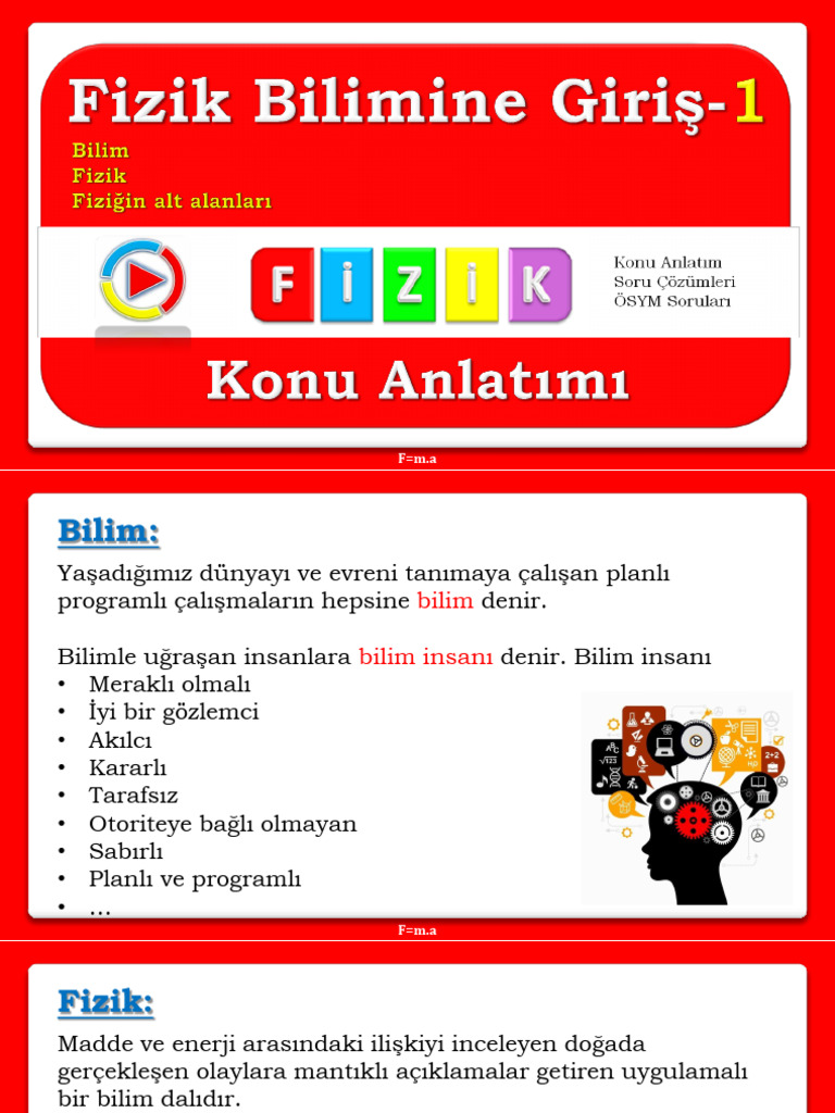 Fizik Bilimine Giriş 1 | PDF
