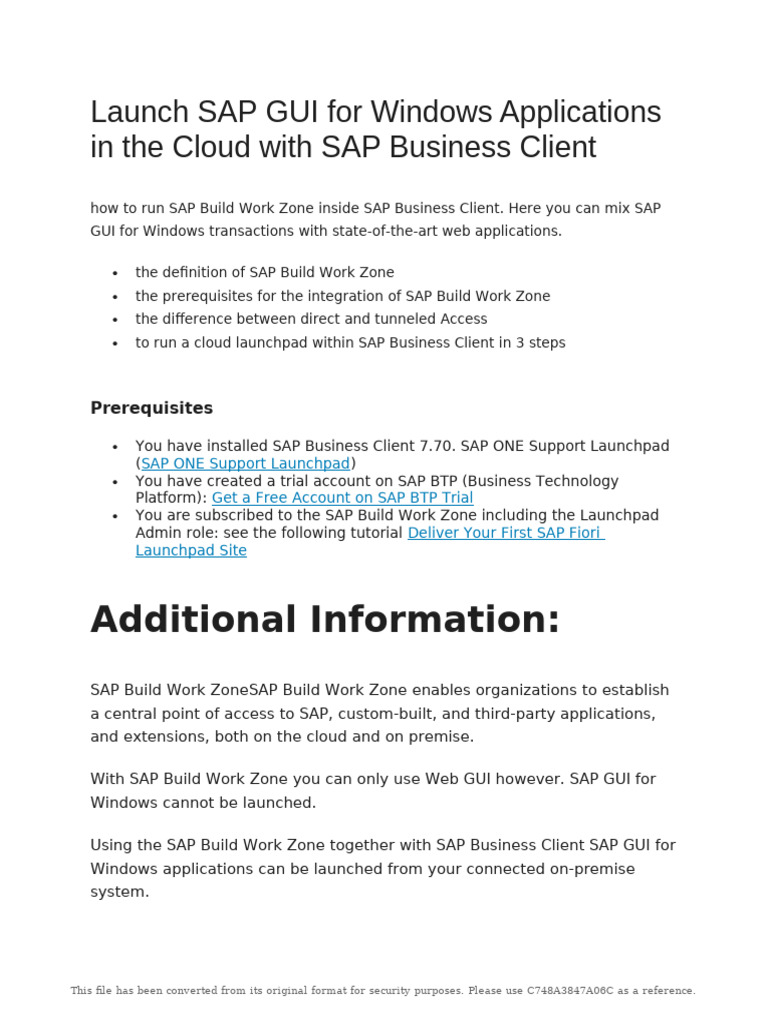 Launch SAP GUI For Windows Applications in The Cloud With SAP Business ...