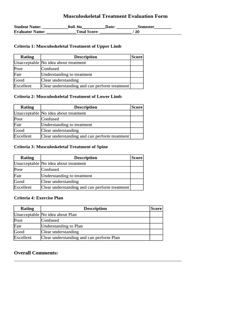 MSK Treatment Evaluation Form | PDF