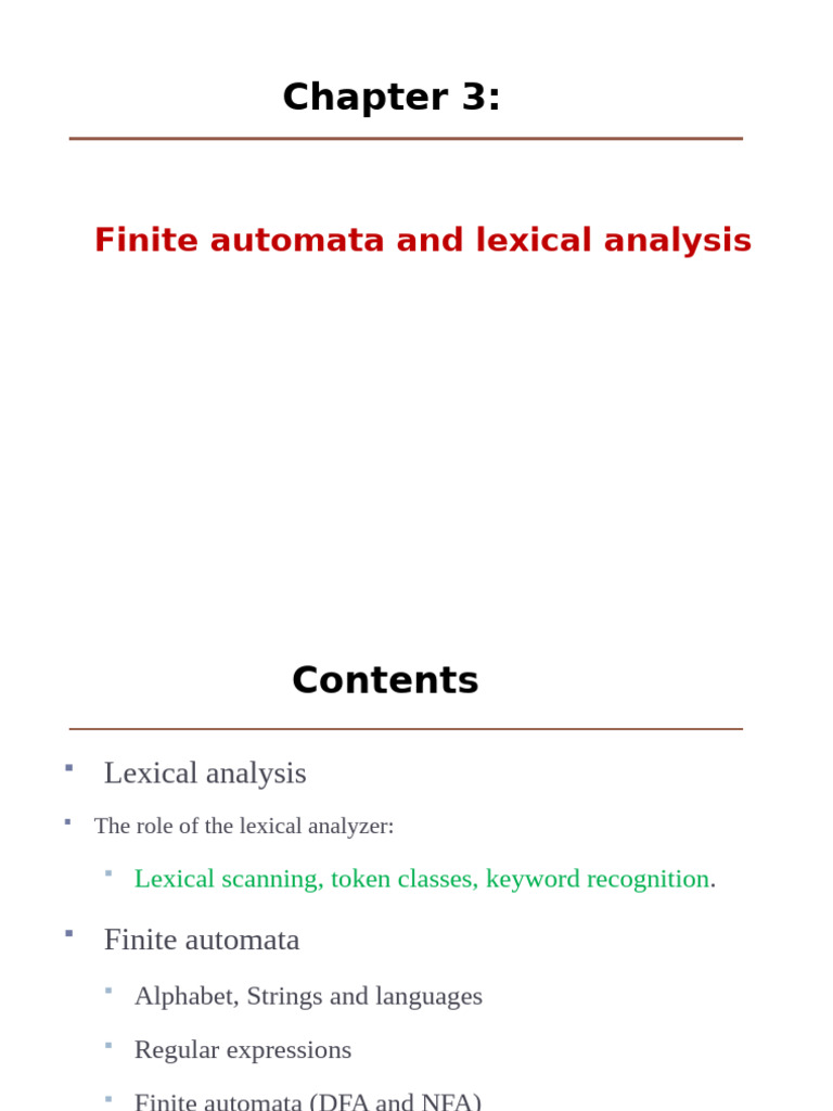 Chapter 3 Finite Automata and Lexical Analysis | PDF | Automata Theory | Computer Programming