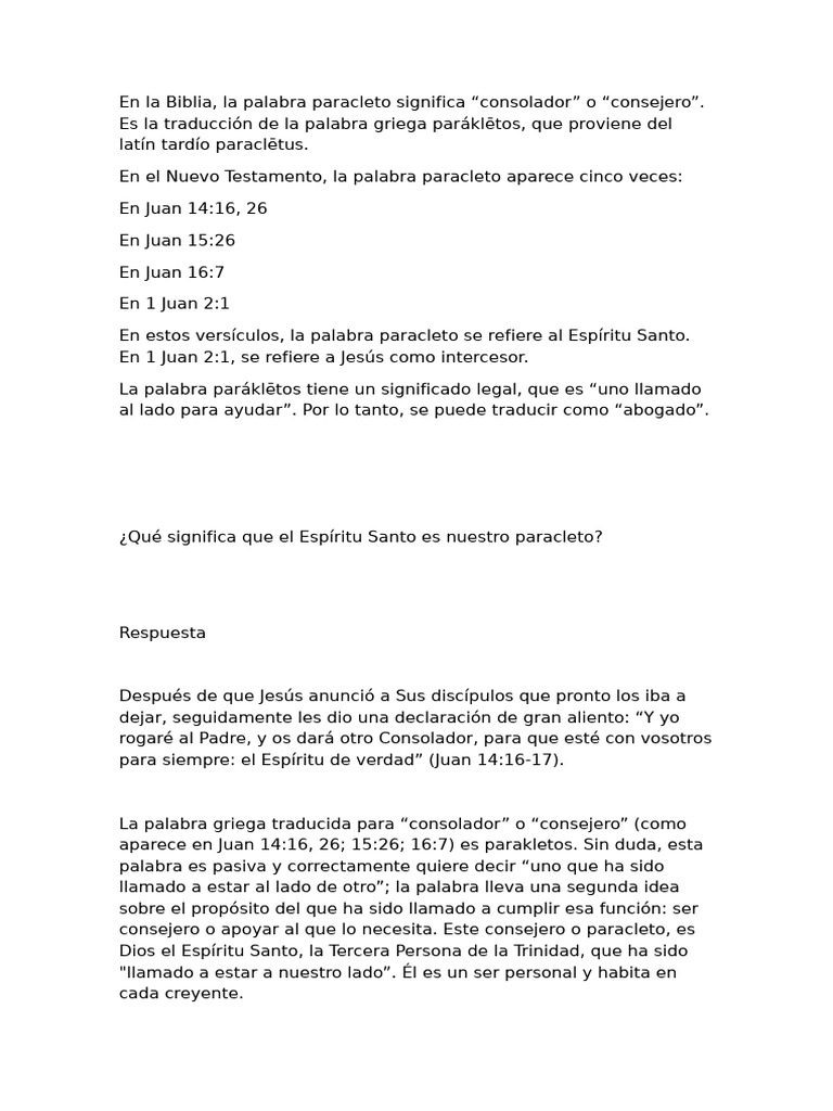 Paracleto | PDF | espíritu Santo | Jesús