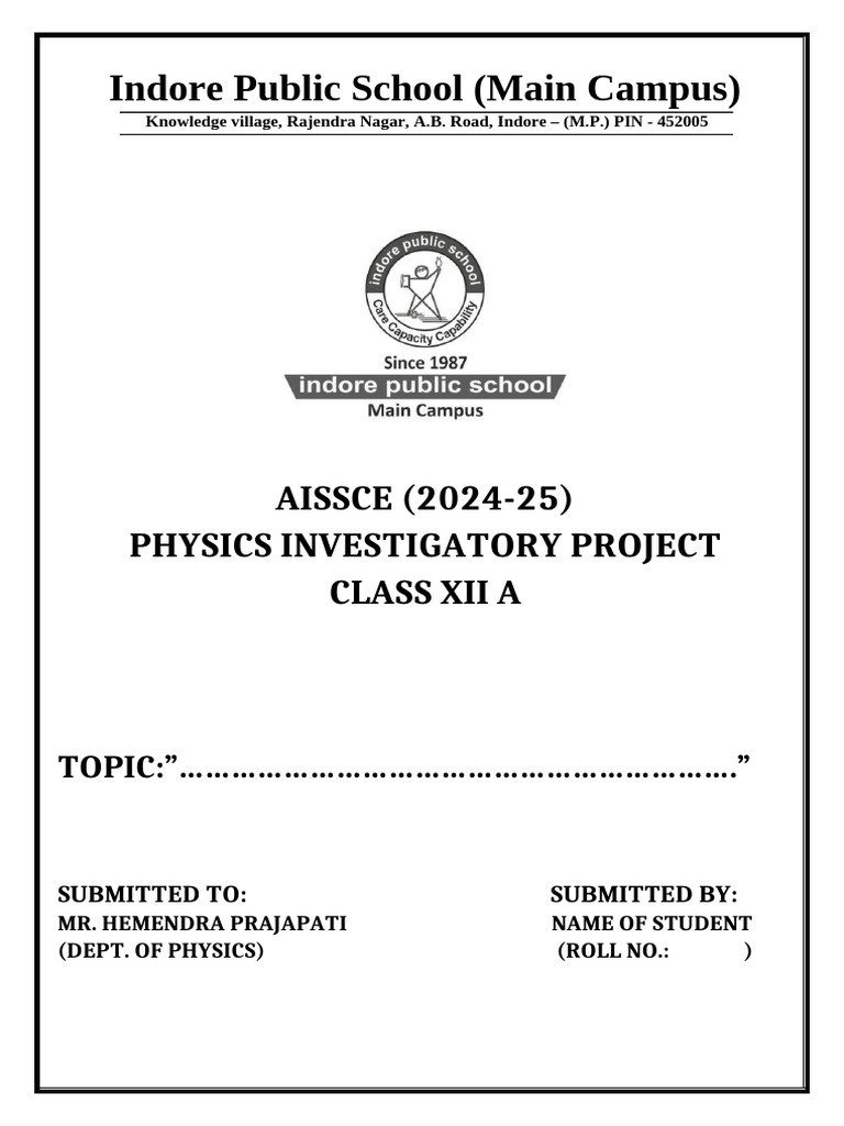Class 12 Physics Project Guide | PDF