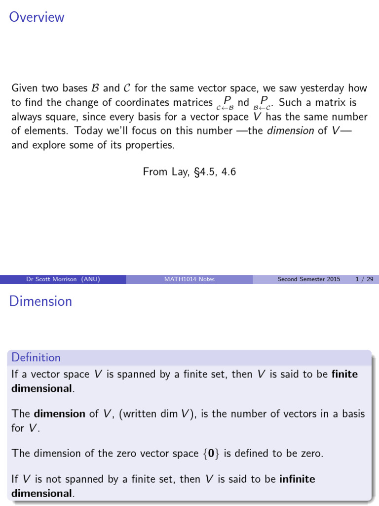 Understanding Vector Space Dimensions | PDF | Linear Subspace | Vector Space