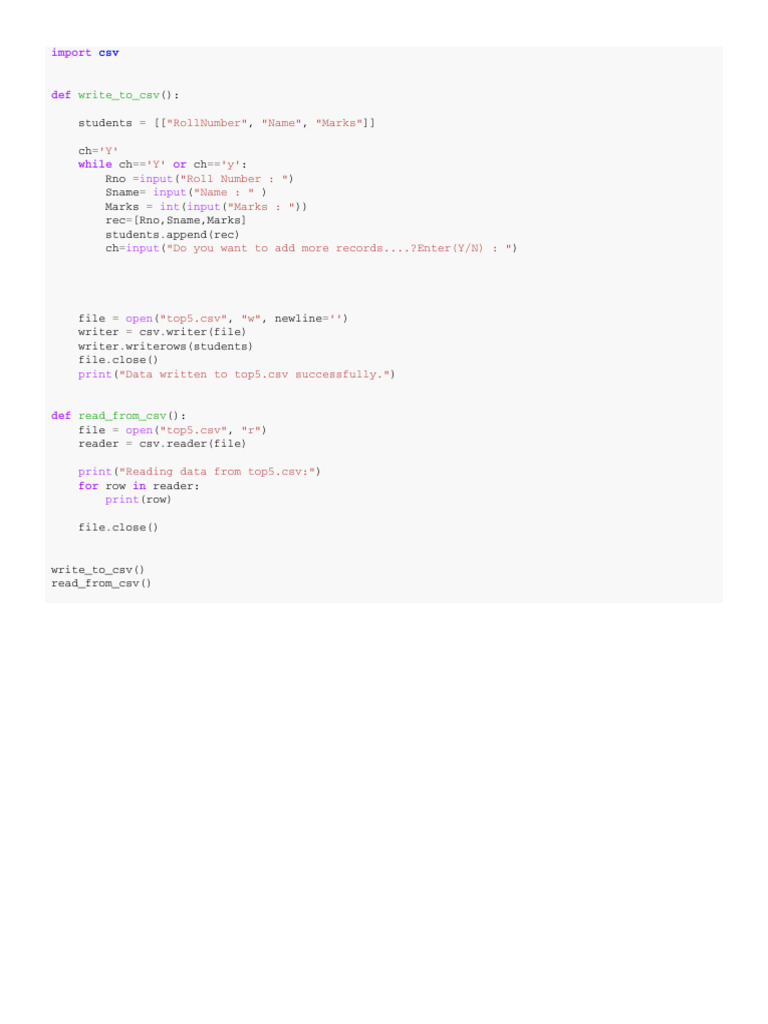 Read and Write On CSV File | PDF