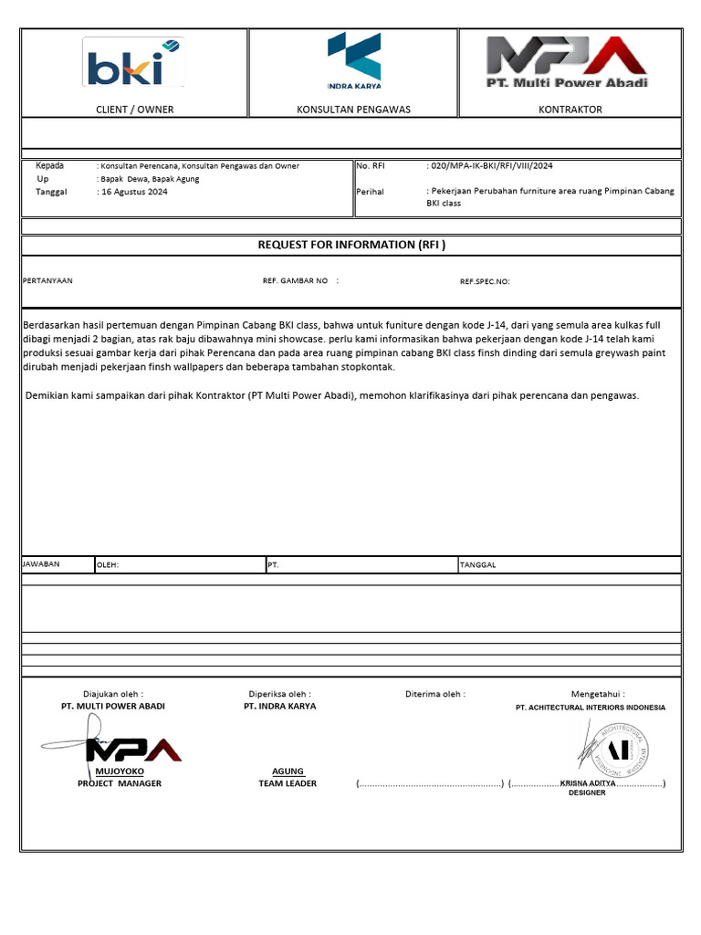 RFI Perubahan J-14 - Design | PDF | Building Technology | Engineering