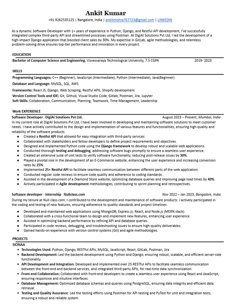 Ankit_Resume | PDF | Software | Databases