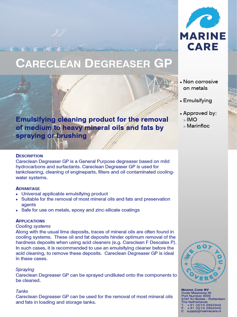 Careclean Degreaser | PDF | Emulsion | Industrial Processes