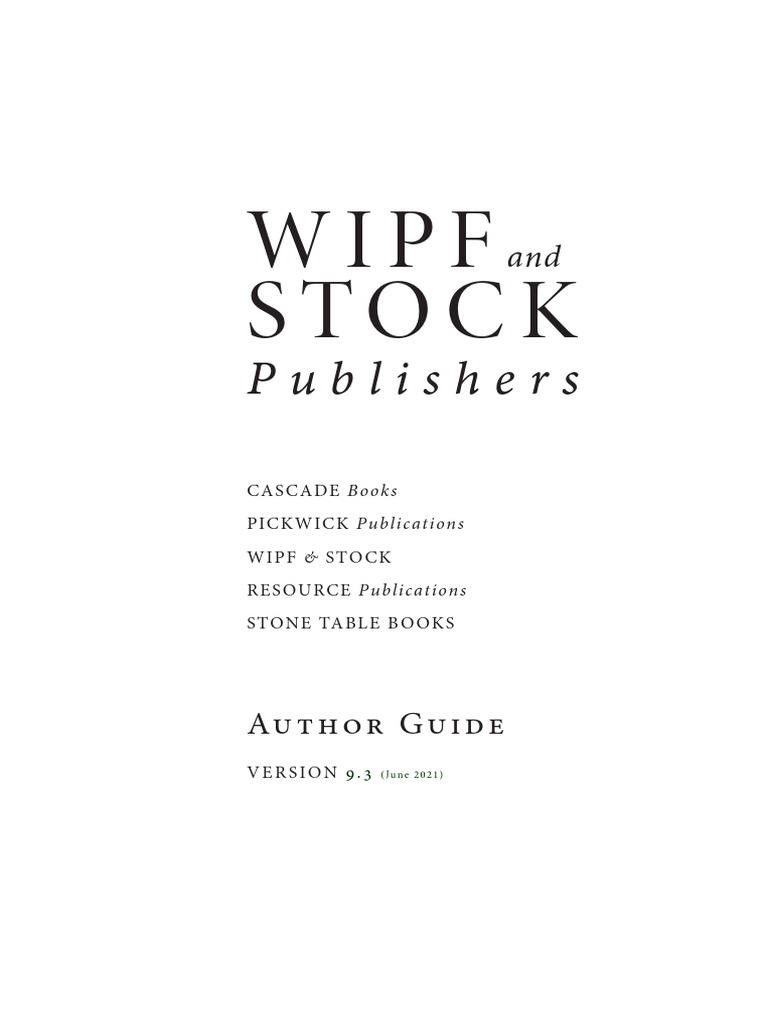 Author Guide for Wipf and Stock | PDF | Punctuation | Fair Use