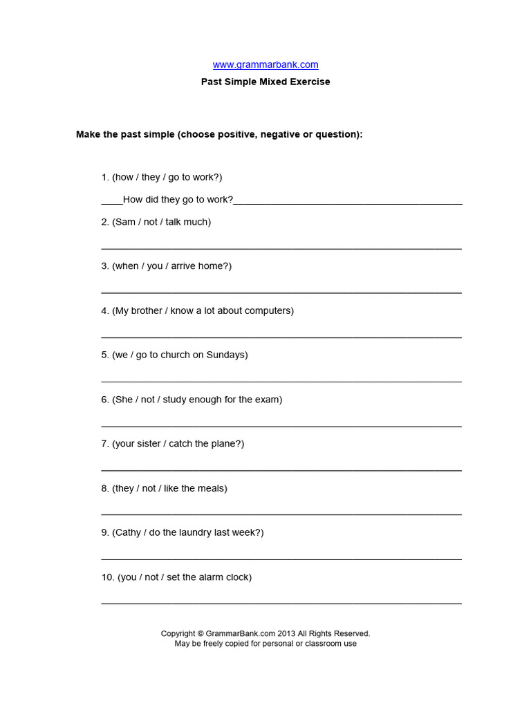 Past Simple Mixed Exercise | PDF