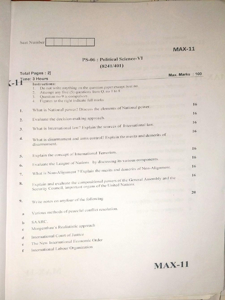 Political Science 06 PYQ | PDF