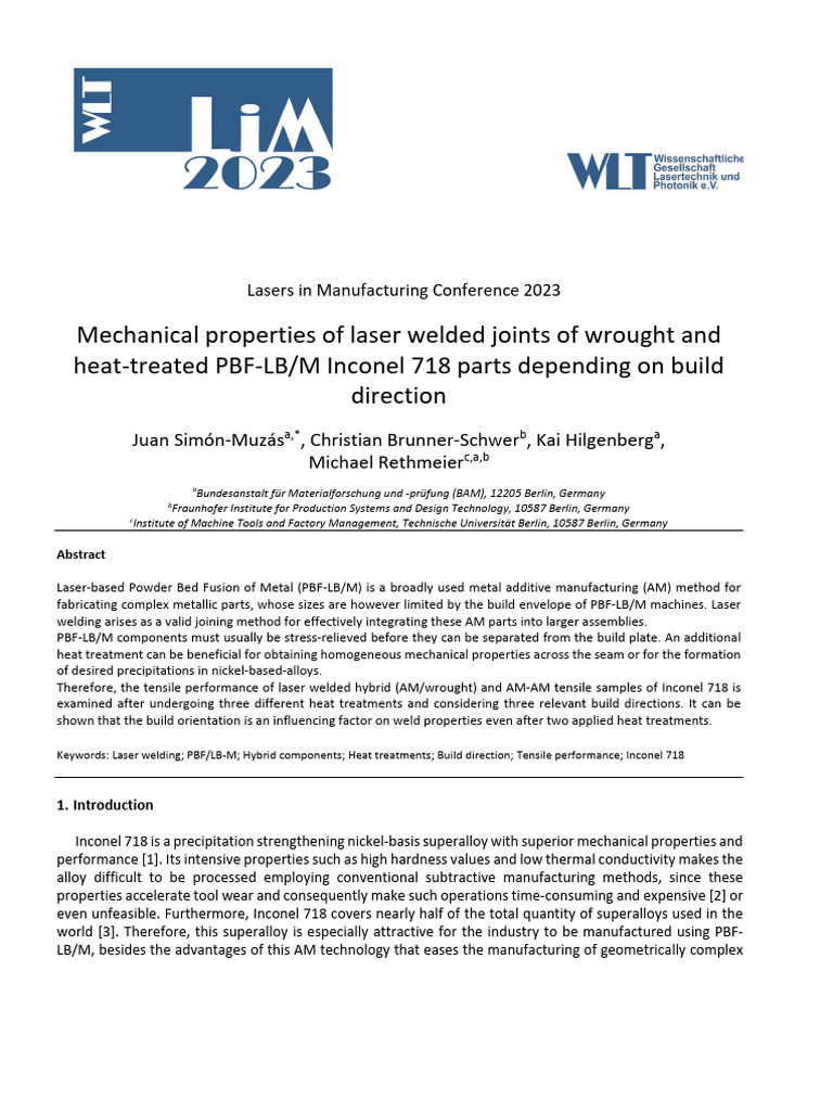 LiM_2023_PBF-LB | PDF | Heat Treating | Fracture