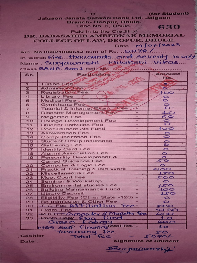 College Fee Receipt | PDF