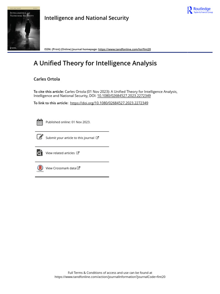 A Unified Theory For Intelligence Analysis | PDF | Causality | Bayesian ...