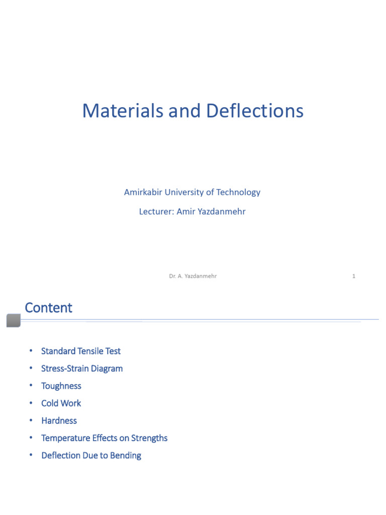 Materials Properties and Deflection Analysis | PDF | Deformation ...