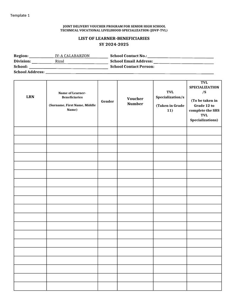 Template 1 JDVP SY 2024 2025 | PDF