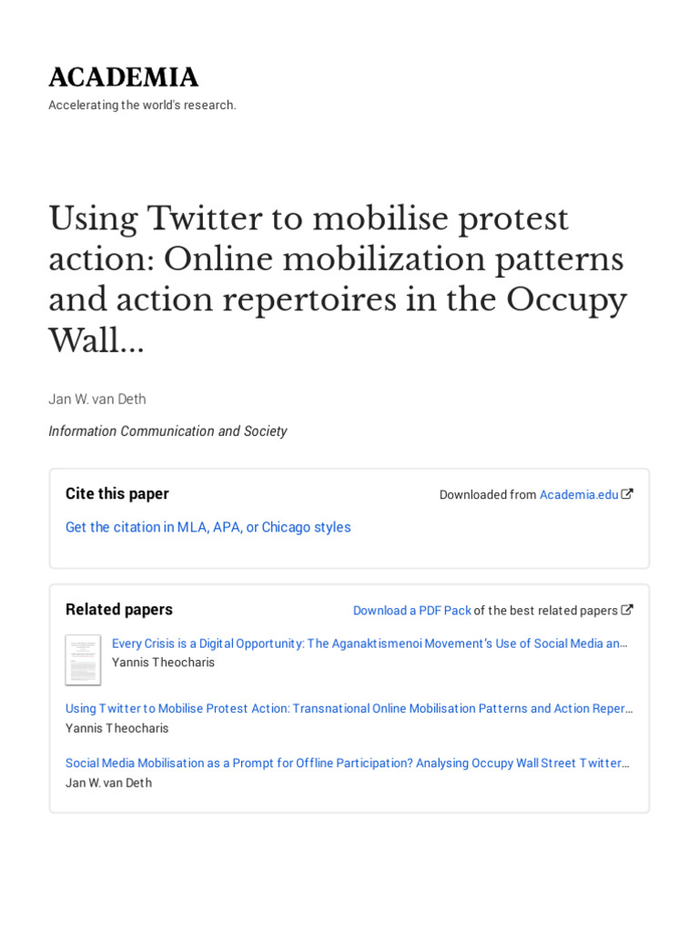 Van Deth - Twitter To Protest | PDF | Hashtag | Social Networking Service