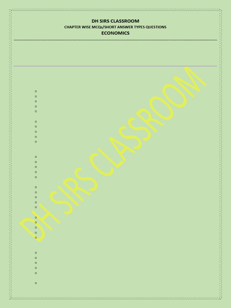 Chapter Wise Short Questions (Economics) - DH Sirs Classroom | PDF ...