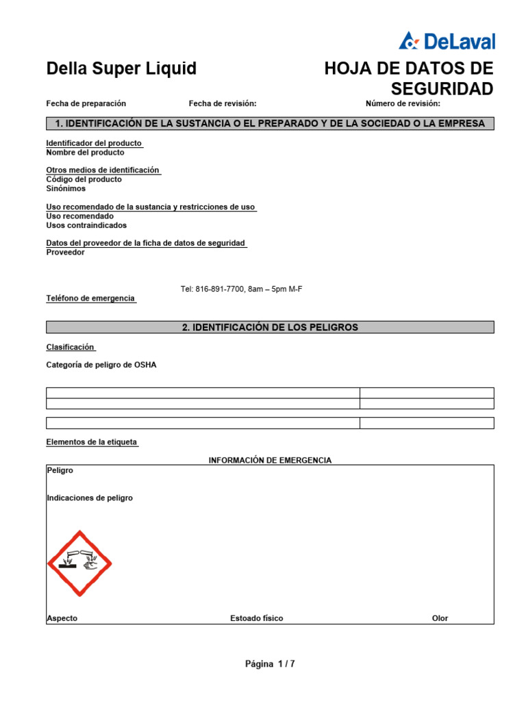 Della Super Liquid 1227 1252 Sds SP | PDF | Agua | Solubilidad