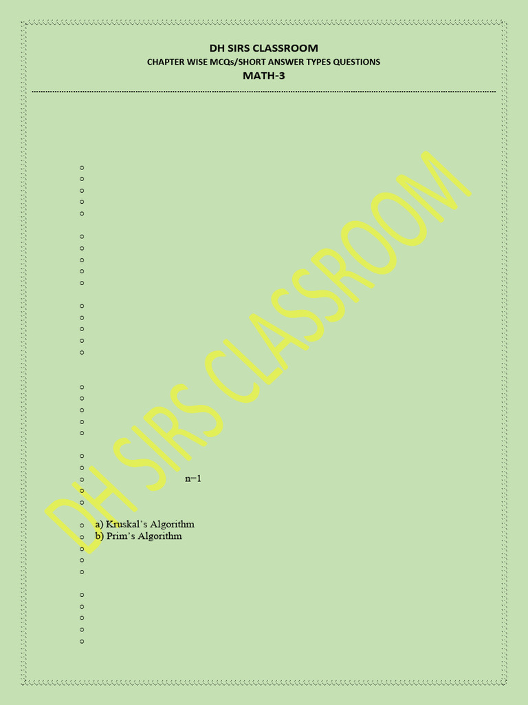 Chapter Wise Short Questions Math 3 Pdf Vertex Graph Theory Computational Complexity