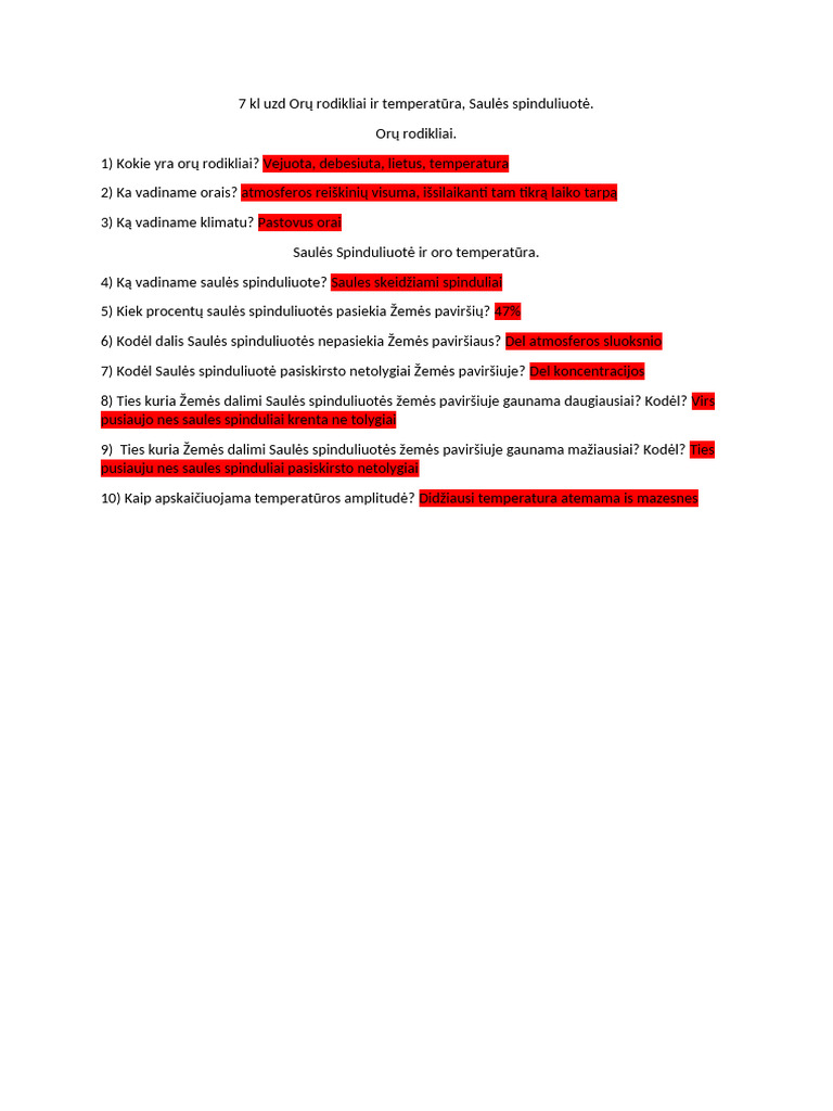 7 KL Uzd Orų Rodikliai Ir Temperatūra | PDF