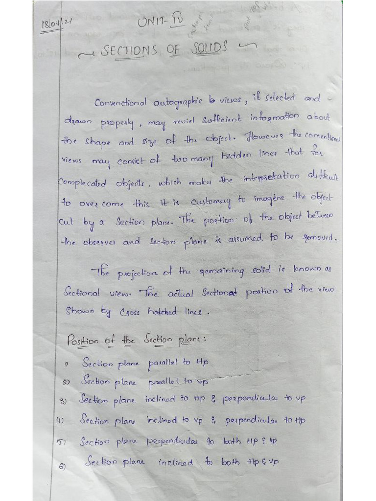 Engineering Drawing Unit-4 (Civil) | PDF