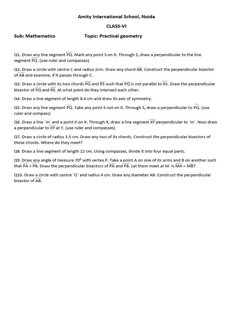 Grade 6 Practical Geometry Tasks | PDF