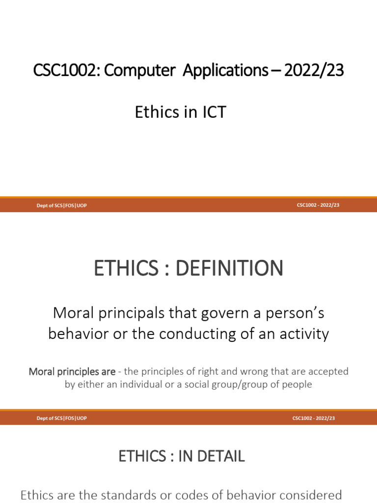Ethics in ICT | PDF | Professional Ethics