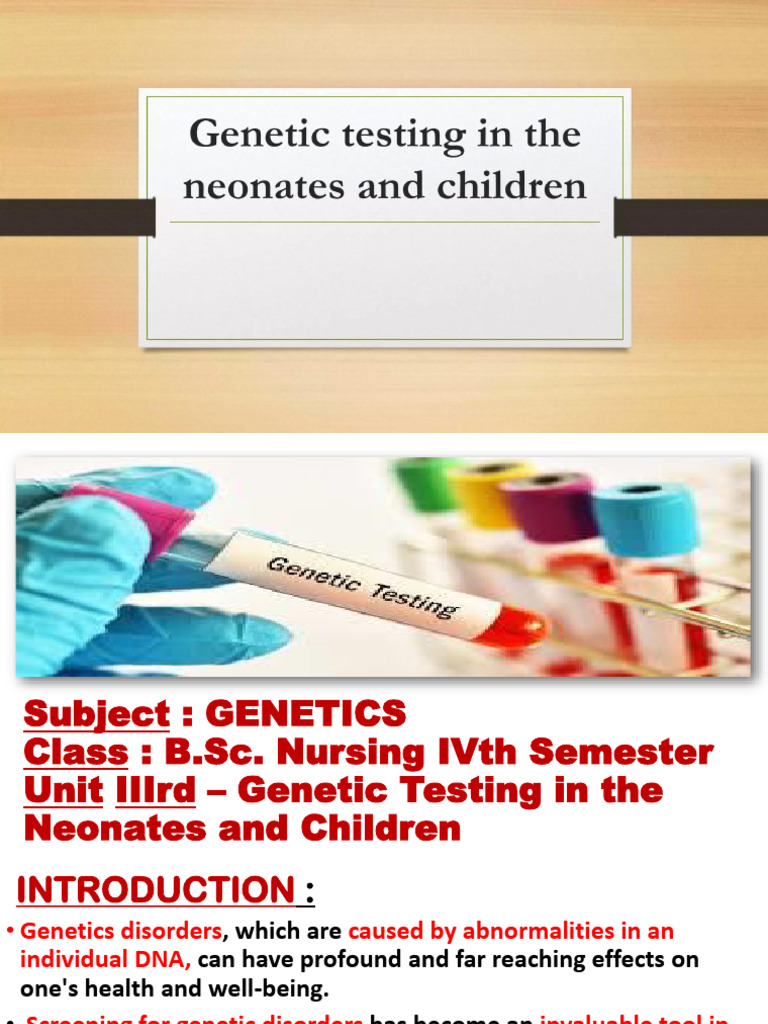Genetic Testing in Neonates and Children | PDF | Developmental ...