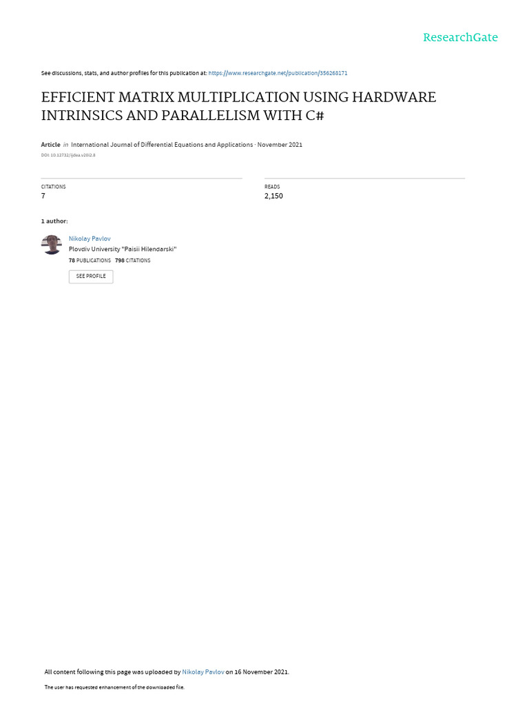 Efficient Matrix Multiplication in C# | PDF | Parallel Computing ...