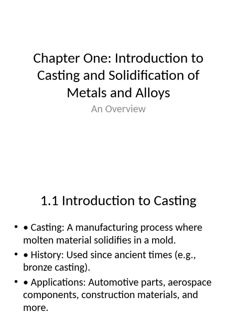 Introduction To Casting and Solidification | PDF