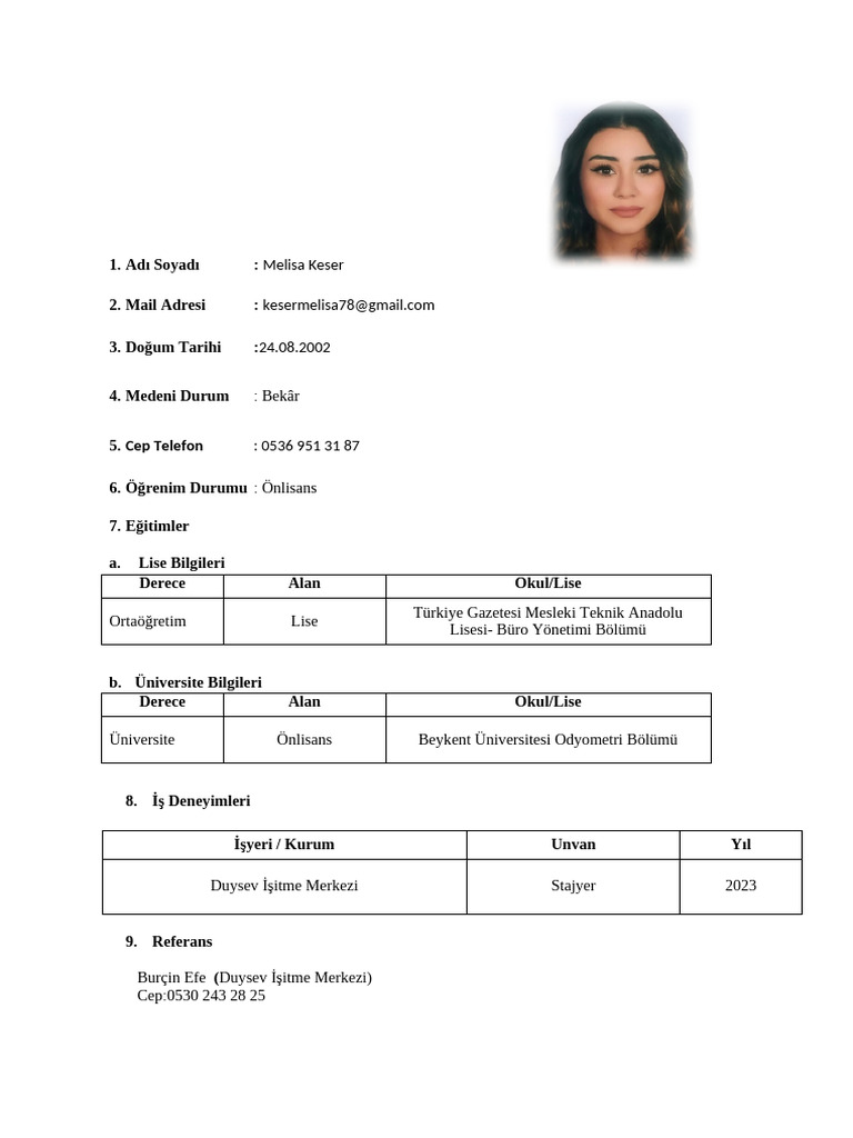 Melisa Keser Cv | PDF