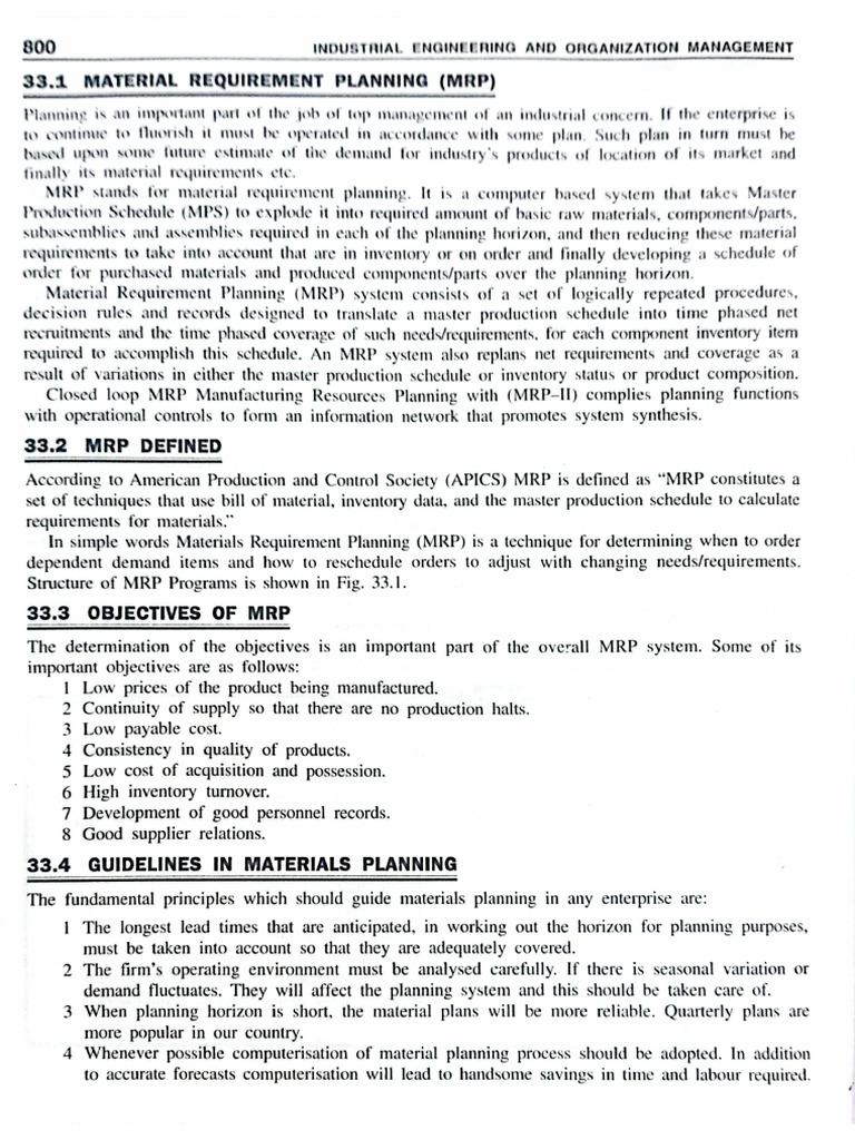 Material Requirement Planning (MRP) | PDF