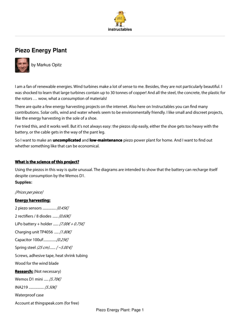 Piezo Energy Plant | PDF | Energy Harvesting | Piezoelectricity