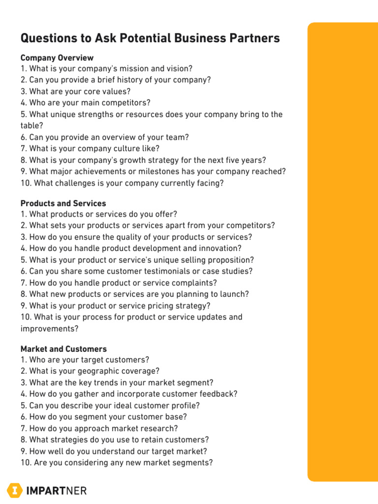 Essential Questions for Business Partnerships | PDF | Marketing ...