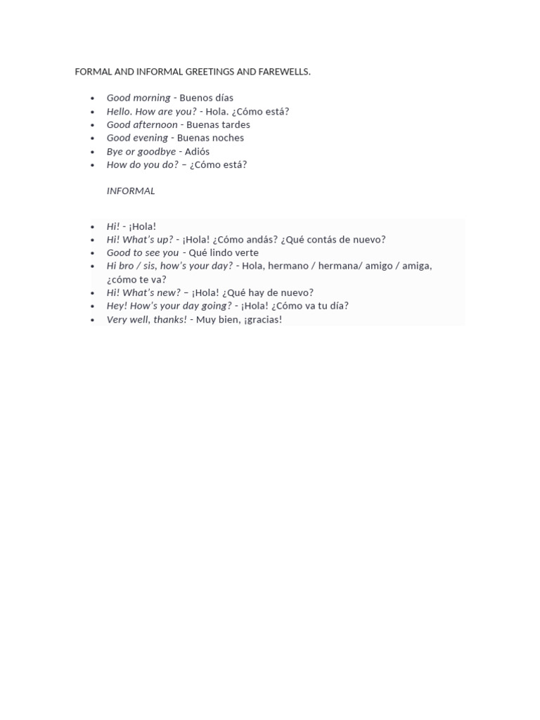 Formal and Informal Greetings and Farewells | PDF