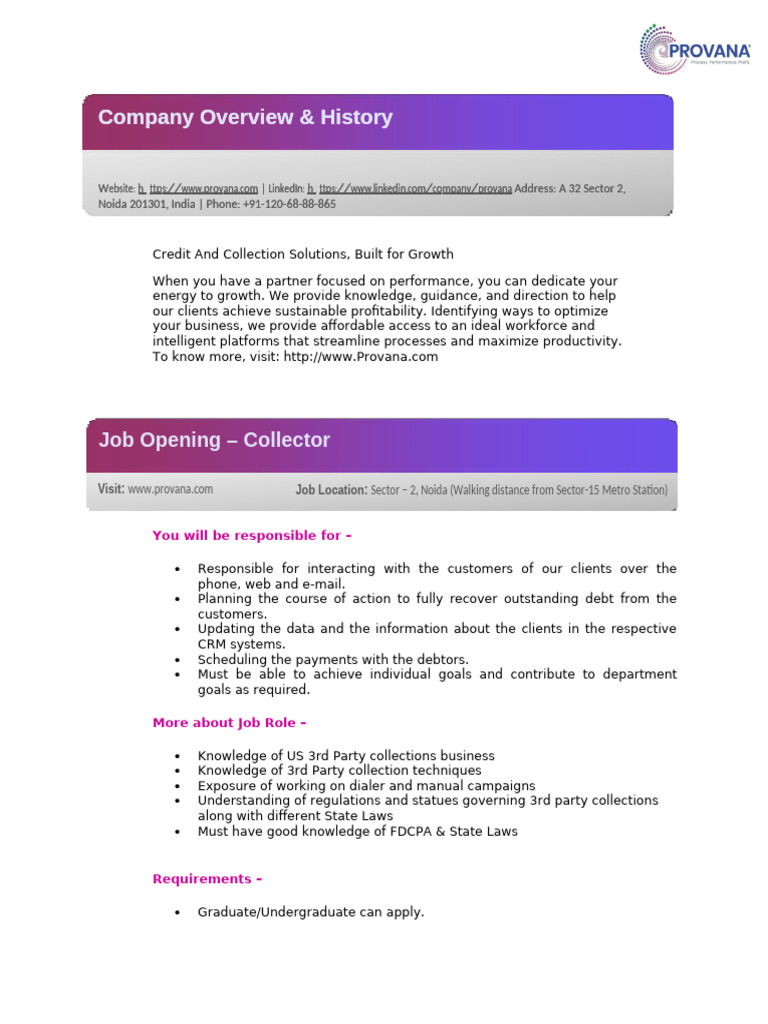 JD - Collector | PDF | Employment | Recruitment